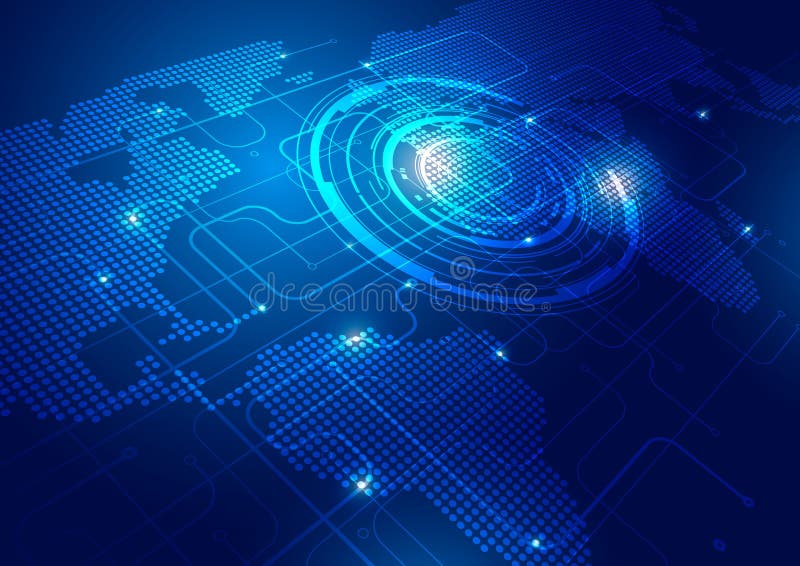 World Map with Technology Background Stock Vector - Illustration of ...