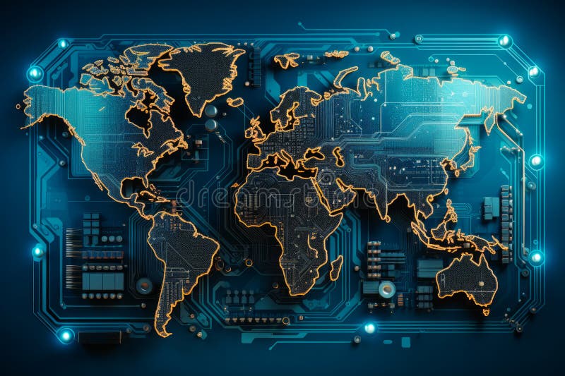 World Map Technology Concept Stock Illustration - Illustration of ...