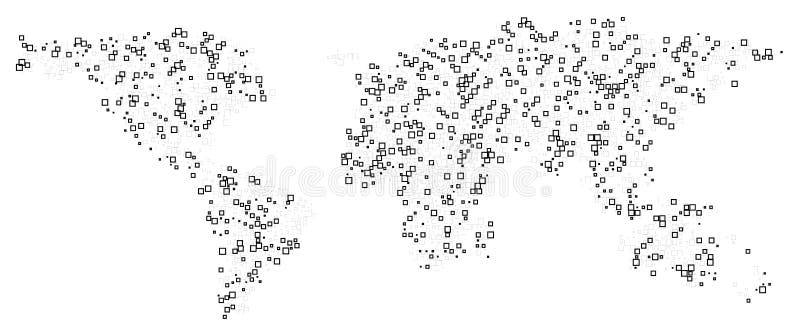World Map Technology-style. Abstract World Map with Square Shapes for ...
