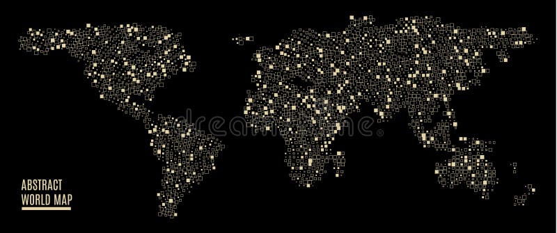 World Map Technology-style. Abstract World Map with Square Shapes for ...