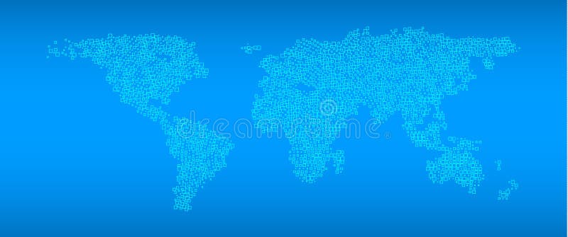 World Map Technology-style. Abstract World Map with Square Shapes ...