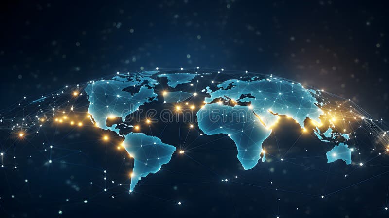 World Map Technology Style, Data Centers and Worldwide Network Stock ...