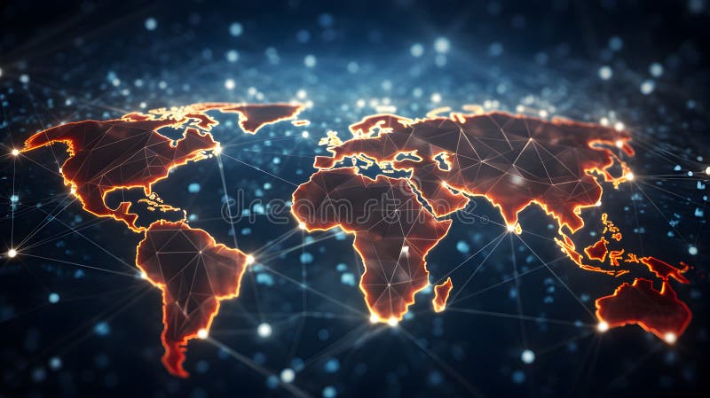 World Map Technology Style, Data Centers and Worldwide Network Stock ...