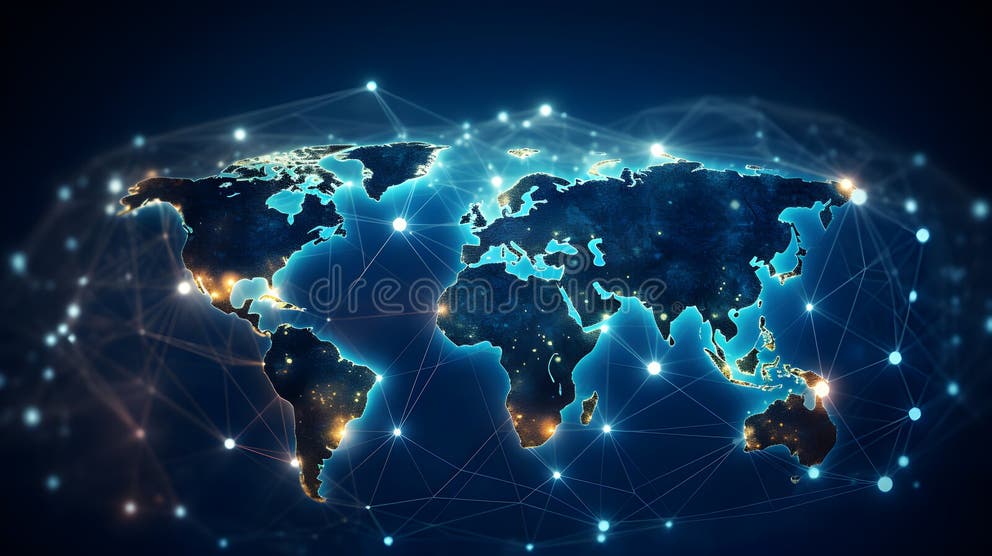 World Map Technology Style, Data Centers and Worldwide Network Stock ...