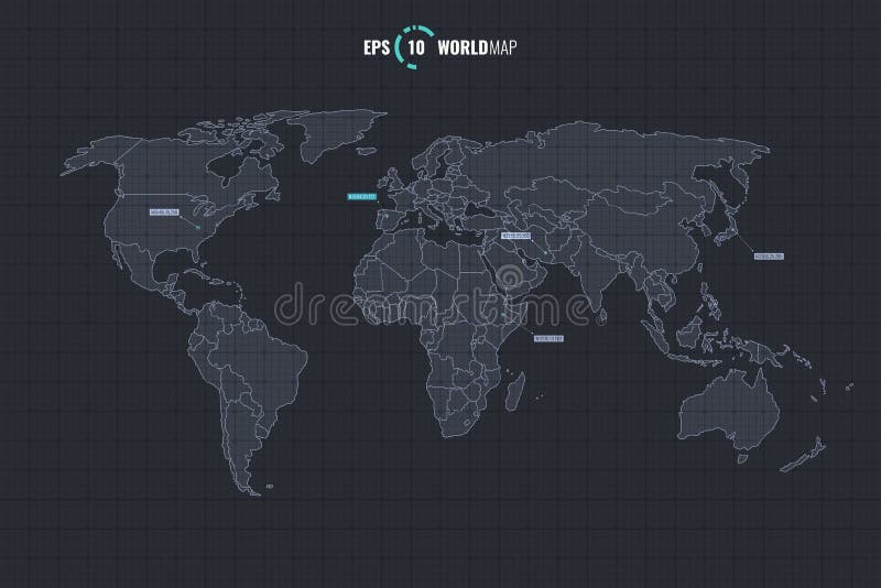 World Map Template with Coutries Stock Vector - Illustration of america ...