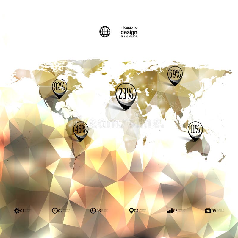 World Map Template, Triangle Design, Infographic Stock Vector ...