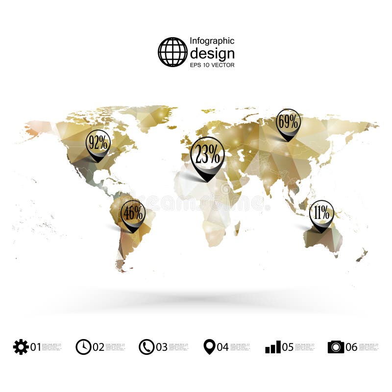 World Map Template, Triangle Design, Infographics Stock Vector ...