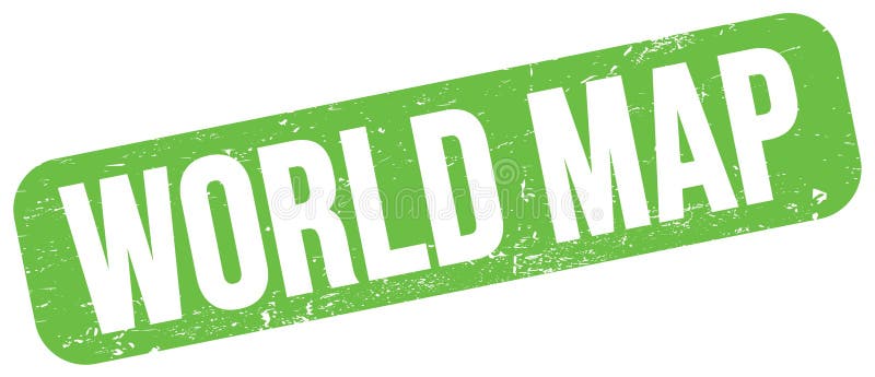 WORLD MAP Text on Green Grungy Stamp Sign Stock Illustration ...