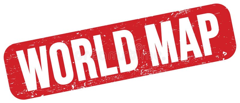 WORLD MAP Text on Red Grungy Stamp Sign Stock Illustration ...