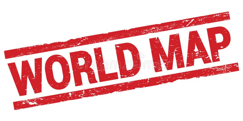WORLD MAP Text on Red Rectangle Stamp Sign Stock Illustration ...