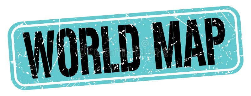 WORLD MAP Text Written on Blue-black Stamp Sign Stock Illustration ...