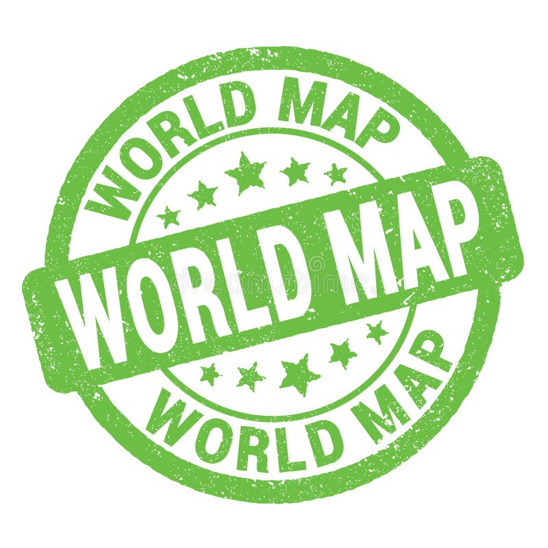 WORLD MAP Text Written on Green Round Stamp Sign Stock Illustration ...