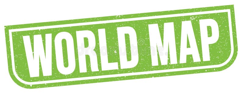 WORLD MAP Text Written on Green Stamp Sign Stock Illustration ...