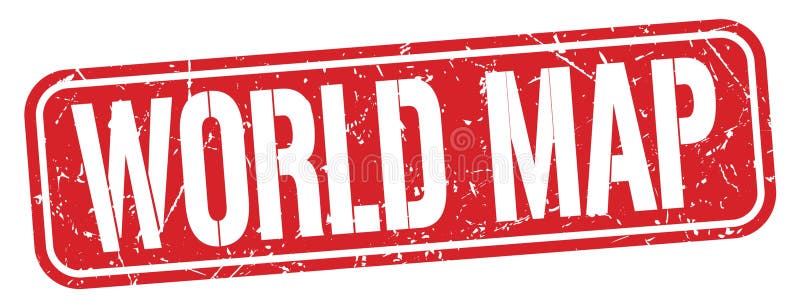 WORLD MAP Text Written on Red Stamp Sign Stock Illustration ...