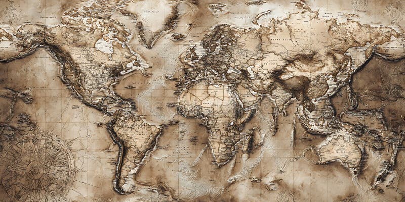 World Map Texture Beige and Brown Earth Tones Stock Illustration ...