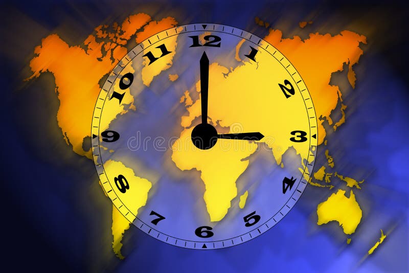 World map and time stock illustration. Illustration of america - 1483963