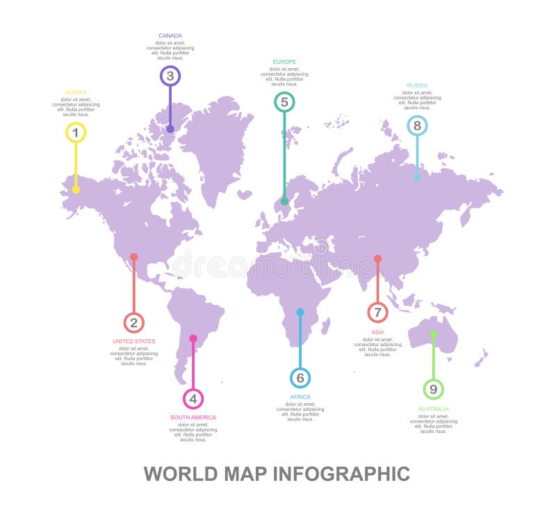World Map Timeline Infographics Design Template. Vector Illustration ...