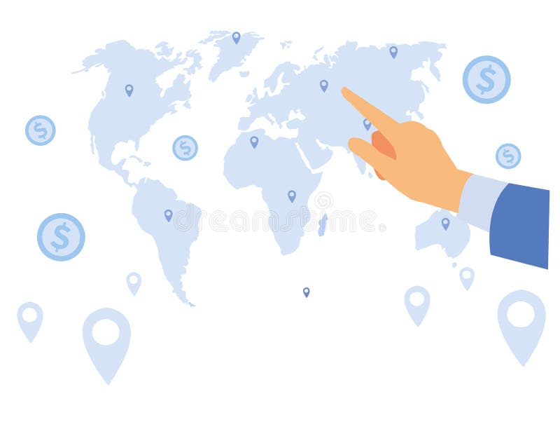 World Map Touching Hand Vector Business World Stock Vector ...