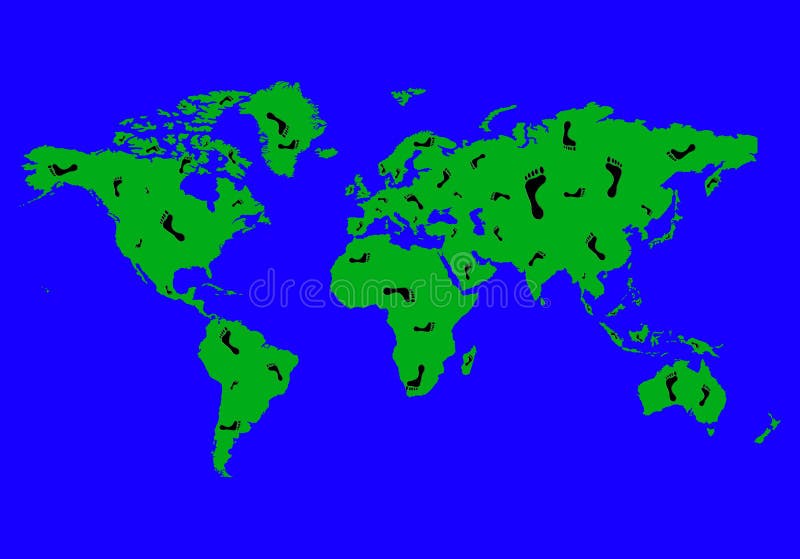 World map and traces stock illustration. Illustration of footmark ...