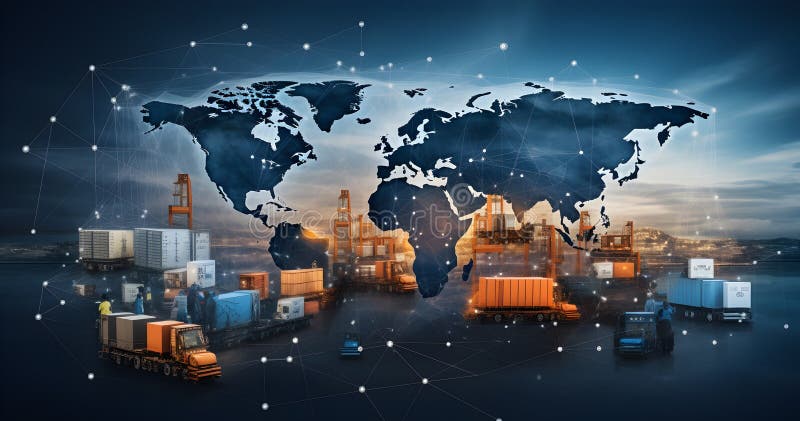 World Map, Transportation Industrial Concept, Container Cargo, Logistic ...
