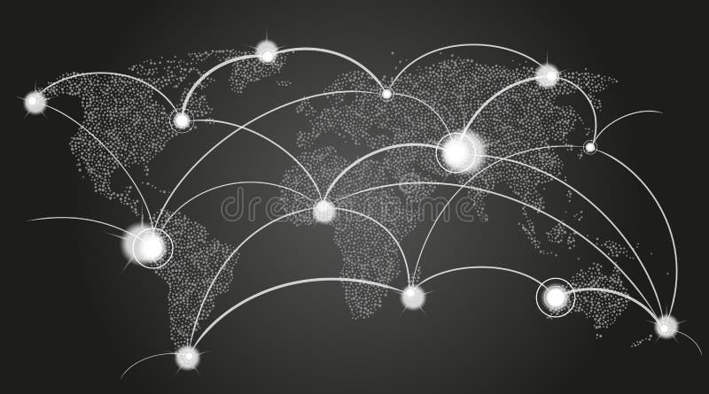 World Map with Travel Locations Stock Illustration - Illustration of ...