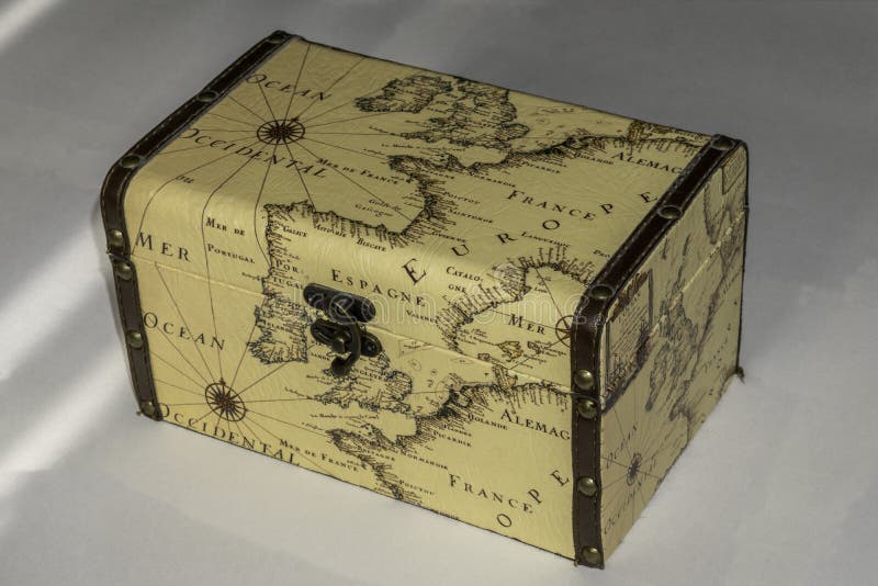 World Map Treasure Chest stock image. Image of locked - 190133317