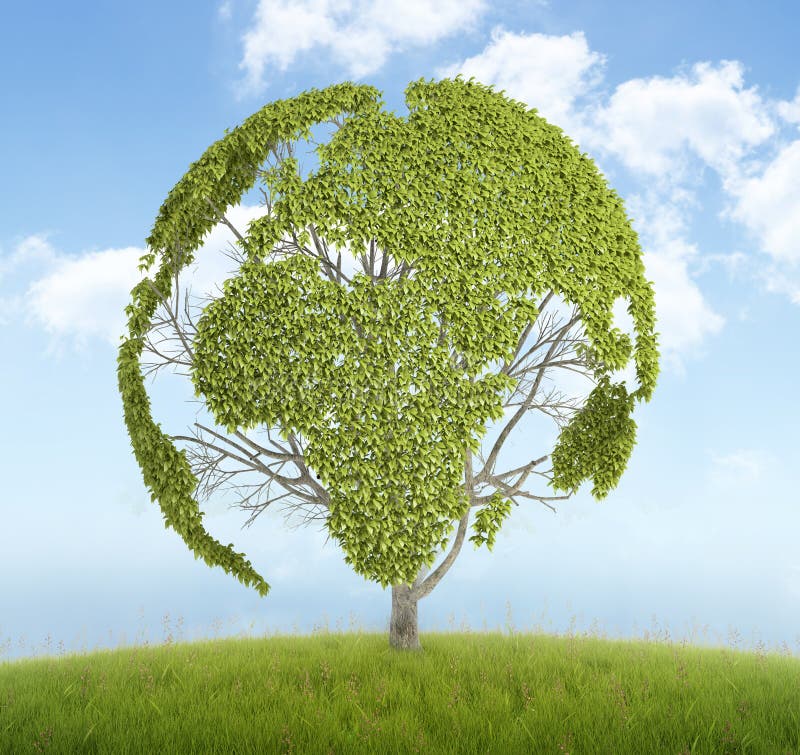 Earth map tree stock illustration. Illustration of natural - 24076319