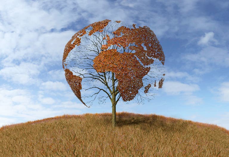 World map on a tree stock illustration. Illustration of isolated - 46289963