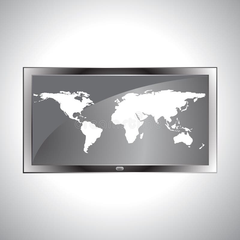 World Map on TV LCD vector stock vector. Illustration of classic - 93955882
