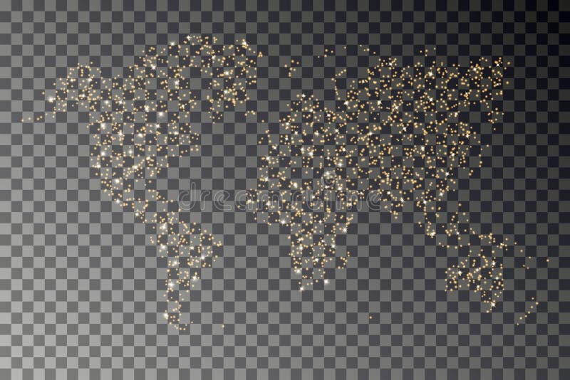 World Map of Twinkle Sparkle Vector. Stardust in Globe Style Stock ...