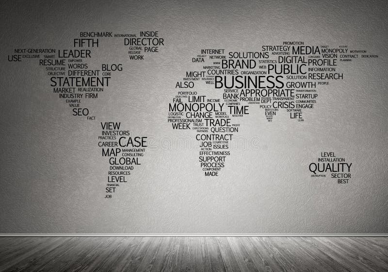 World map in typography stock image. Image of north, business - 88088727