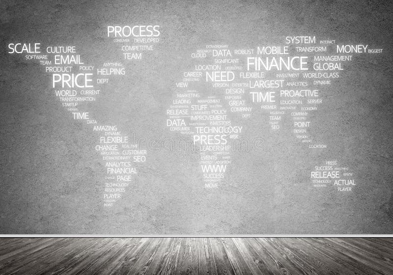 World map in typography stock illustration. Illustration of flat - 89246949