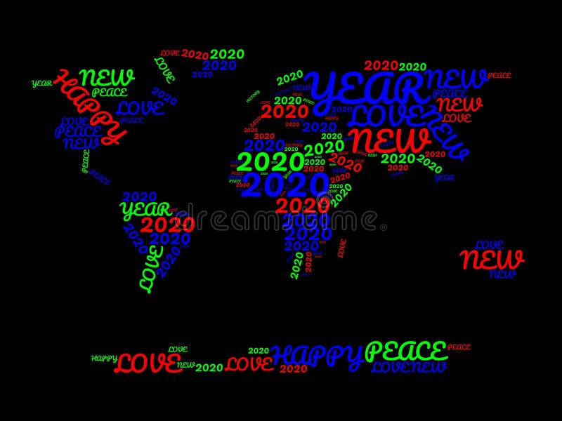 World Map in Typography Word Cloud 2020 Stock Illustration ...
