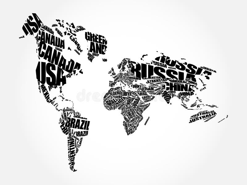 World Map Typography Word Cloud Stock Illustrations – 866 World Map ...