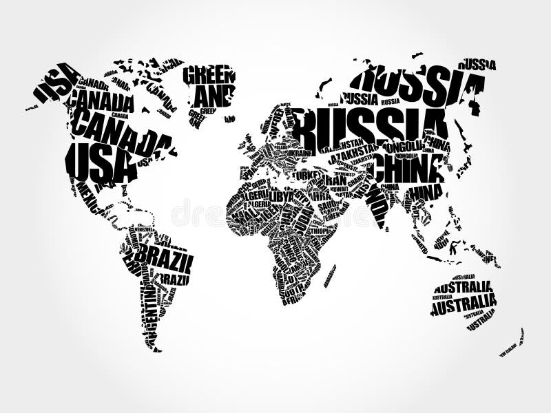 World Map Typography Word Cloud Stock Illustrations – 866 World Map ...