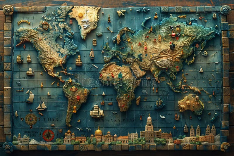 World Map in a Unique Digital Art Style Stock Photo - Image of imagery ...