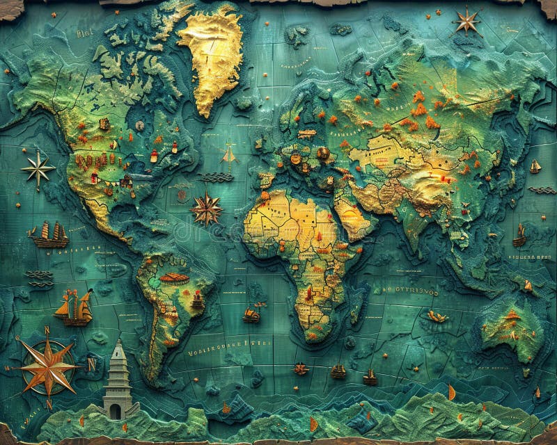 World Map in a Unique Digital Art Style Stock Photo - Image of charity ...