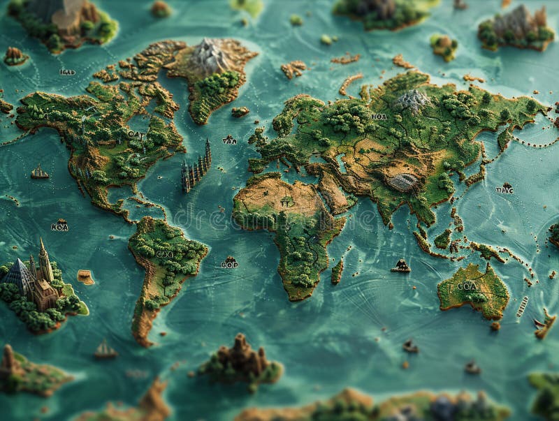 World Map in a Unique Digital Art Style Stock Image - Image of ...