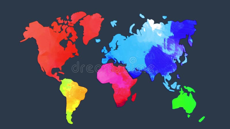 World Map Using Unique Colors for Each Continent Stock Video - Video of ...