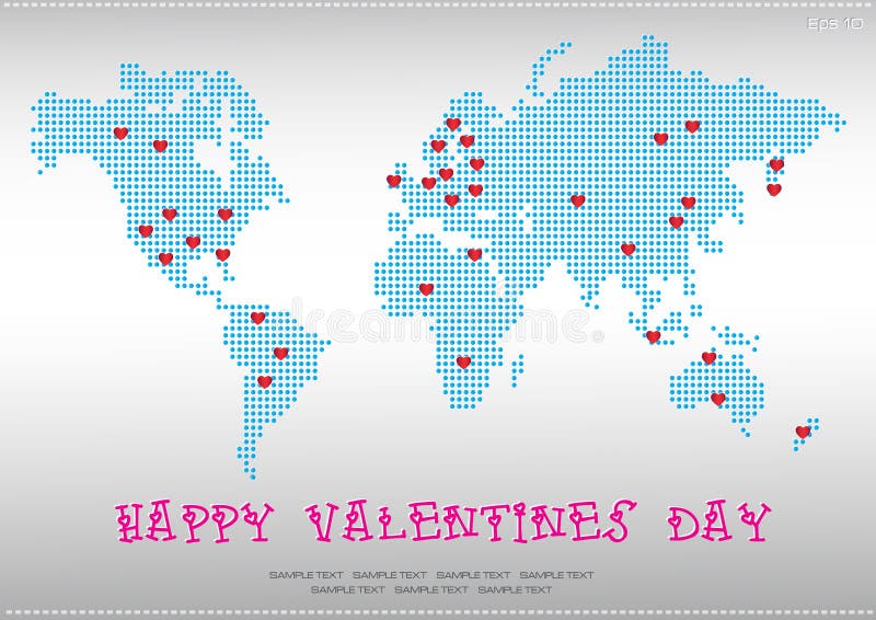 World Map Valentine Illustration Stock Illustration - Illustration of ...