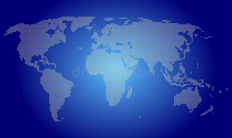 World Map Vector with Blue Square Dots Stock Vector - Illustration of ...