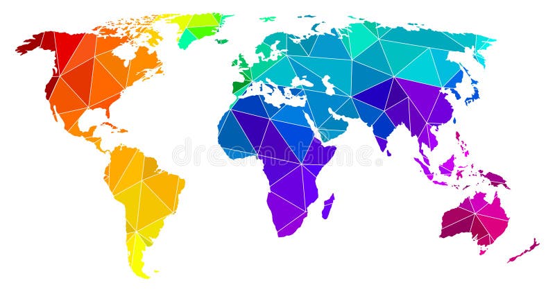 World Map, Vector Colorful Illustration. Stock Vector - Illustration of ...