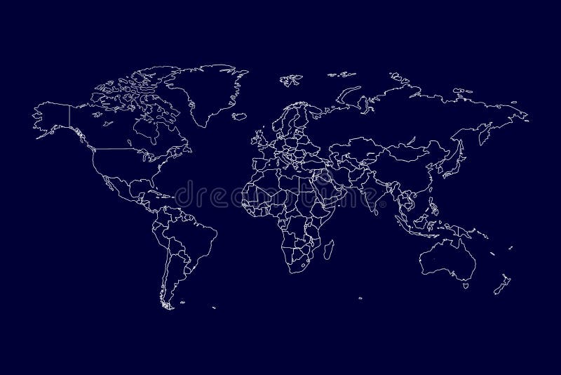 World Map Vector. Contour of World Map Stock Illustration ...