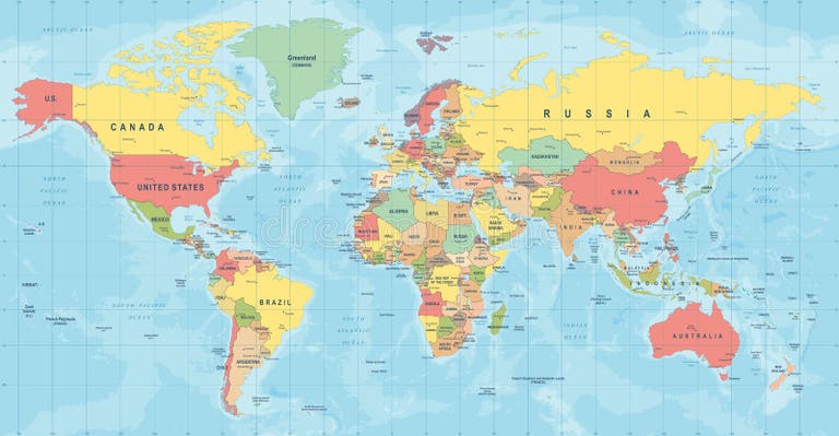 World Map Vector. Detailed Illustration of Worldmap Stock Illustration ...