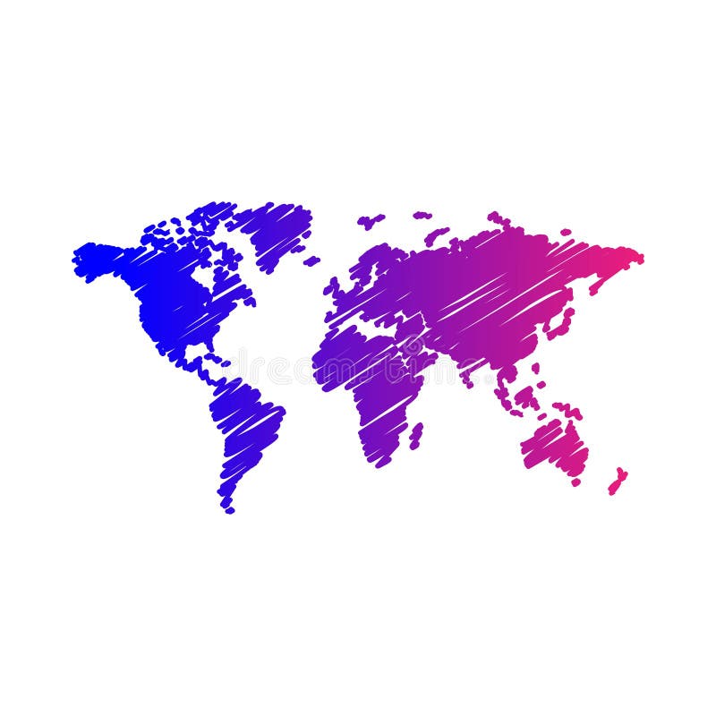 World Map Vector Illustration with Line Effect Stock Vector ...