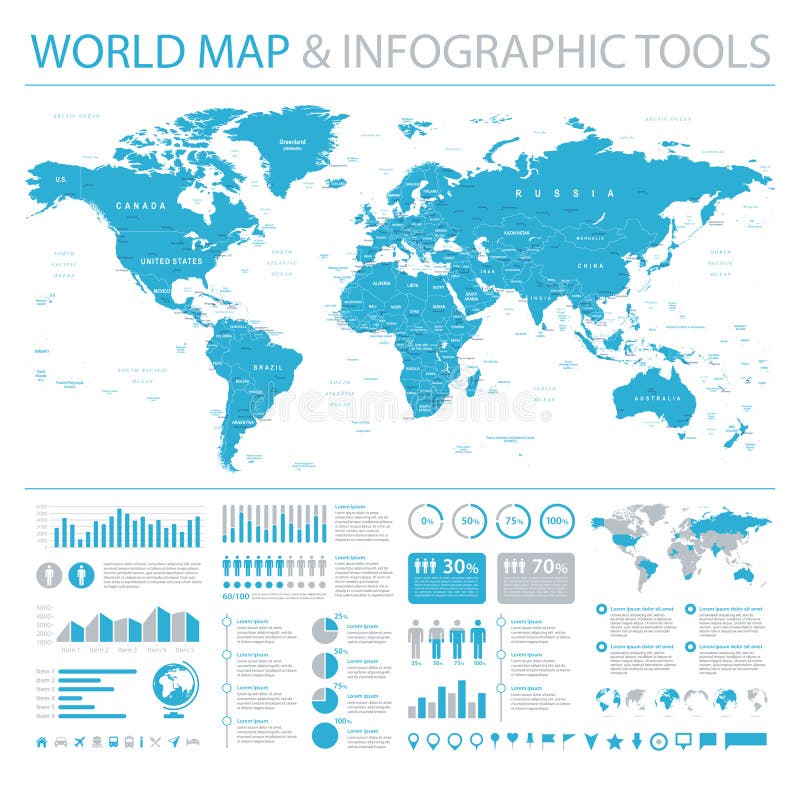 World Map Vector Info Graphics. Detailed Illustration of Worldmap Stock ...
