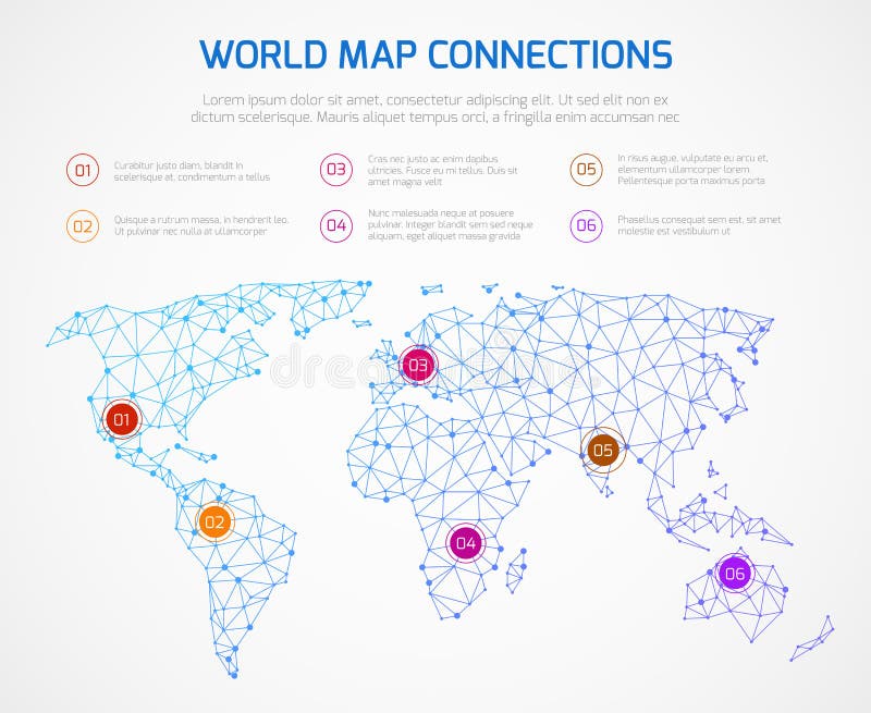 World Map Vector Infographics Template with Internet Connections Stock ...