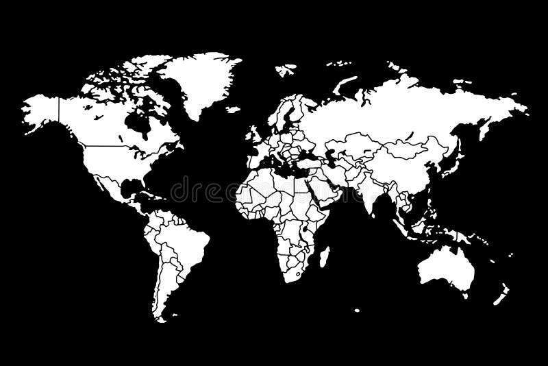 World Map Vector, Isolated on Black Background. Black Map Template ...