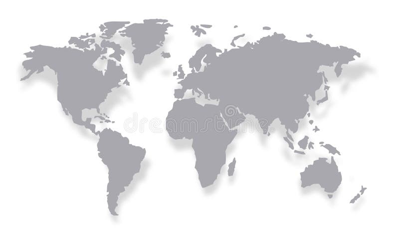 World Map Vector, Isolated on White Background. Flat Earth, Gray Map ...