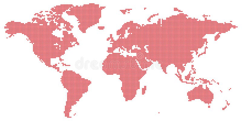 World Map Vector with Red Colored Round Dotted Stock Vector ...